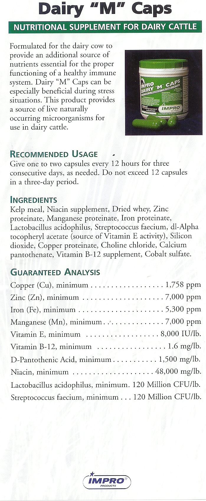 Dairy “M” Caps & Dairy MPower Pak | ImproWhey